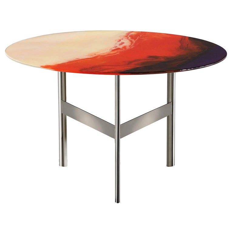Table d'appoint en verre rouge Art En vente sur 1stDibs