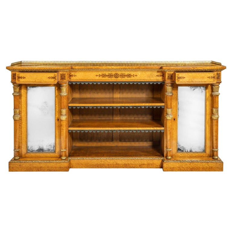 Regency Birds Eye Maple Open Bookcase For Sale at 1stDibs