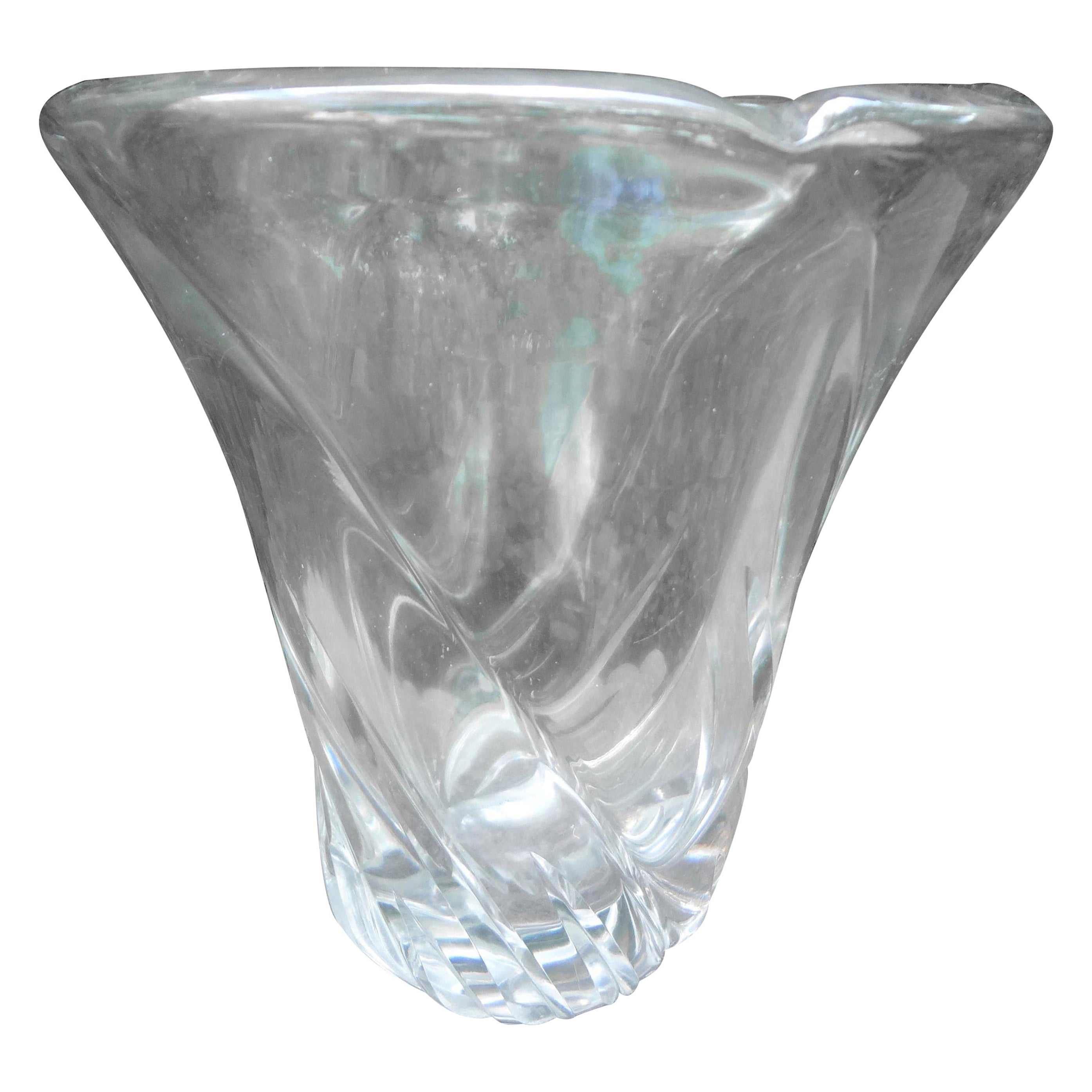 Large Clear Crystal Vase Design Palmier with Covered Gold Bronze For ...