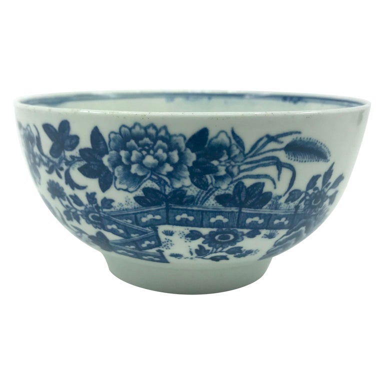 Blue and White First Period Worcester Chinoiserie Porcelain Bowl at 1stDibs