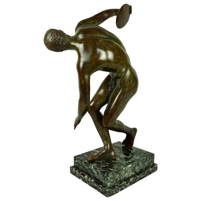 Bronze Model of the Discobolus of Myron a Classical Greek Sculpture at ...