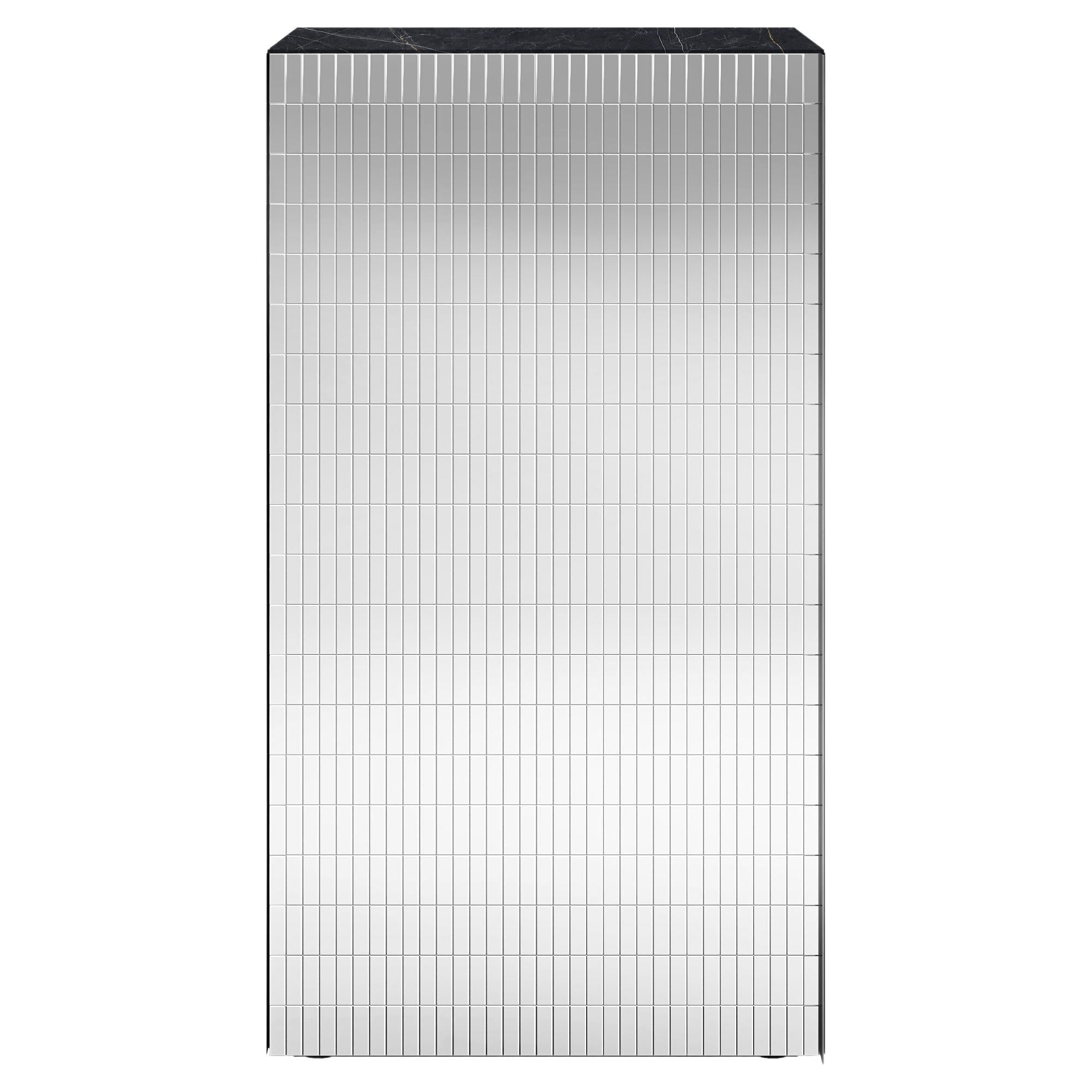 Contemporary Bar Cabinet Steel Metal Chrome Marble Storage Unit ...