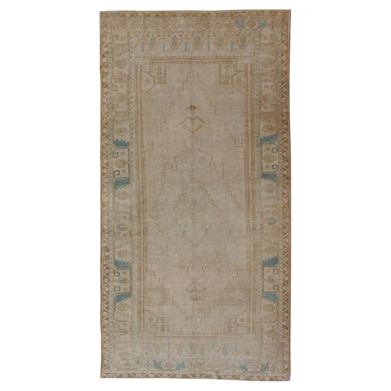 Vintage Turkish Gallery Rug in Earth Tones and Light Brown with ...