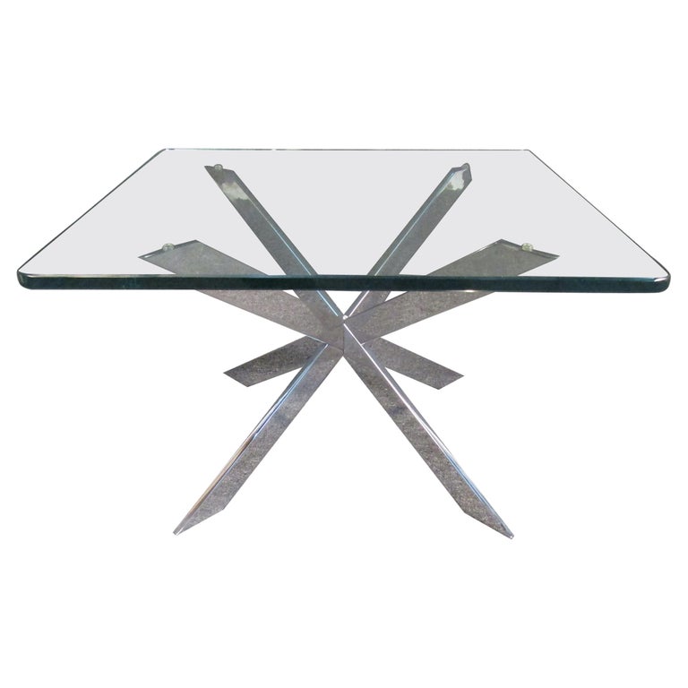 Glass-Topped Chrome Side Table For Sale at 1stDibs