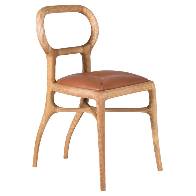 Capriol Dining Chair in Natural Walnut Frame, Leather Seat, by Nigel ...