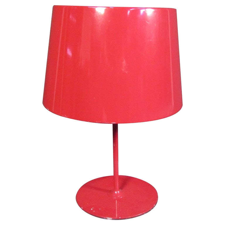 Vintage Glossy Red Metal Lamp For Sale at 1stDibs
