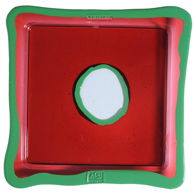 Try-Tray Medium Square Tray in Dark Ruby, Matt Light Green by Gaetano ...