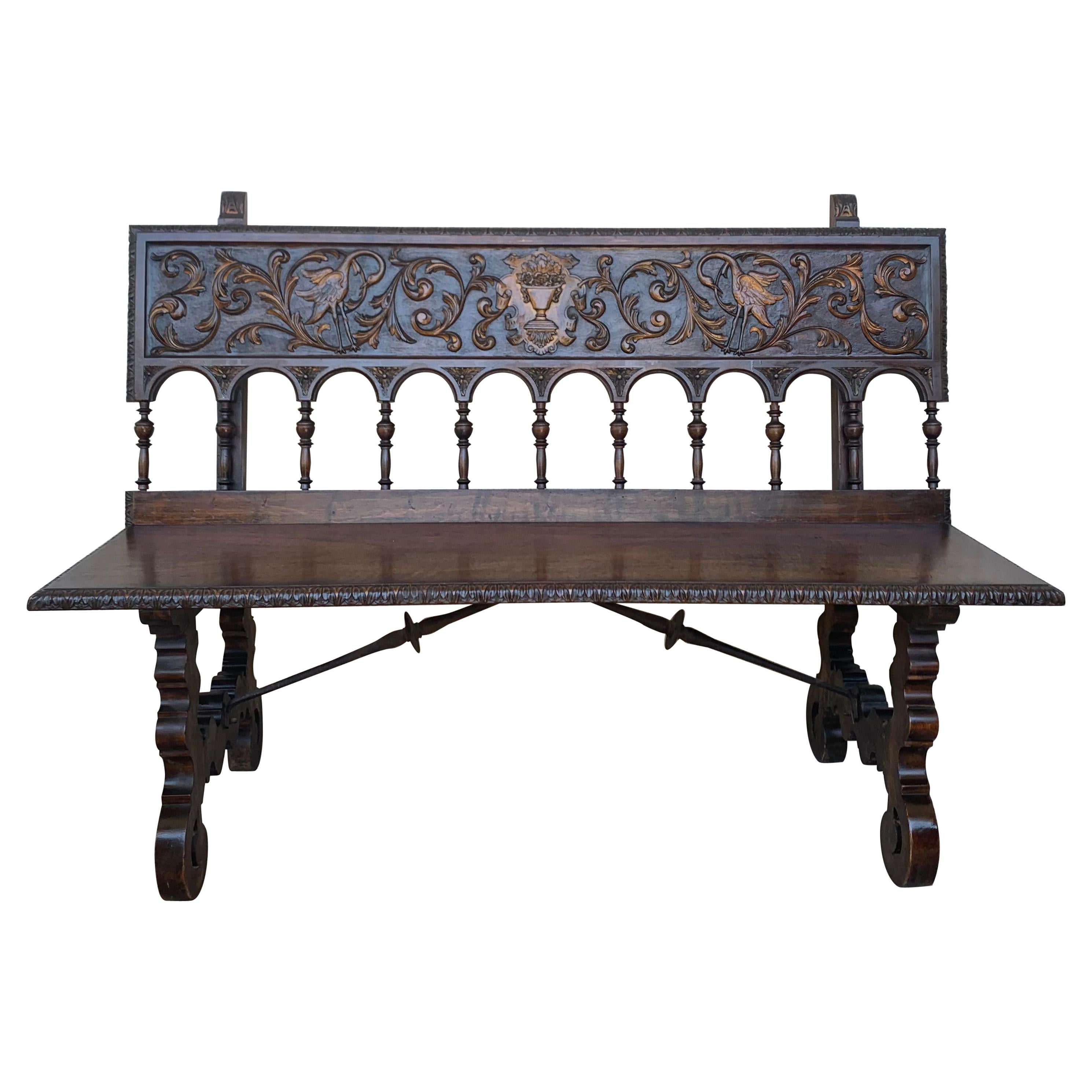 Rare 19th Century Walnut Klismos Bench at 1stDibs