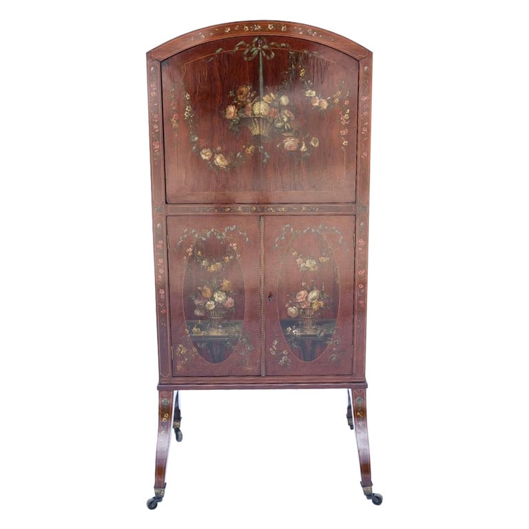 19th Century English Painted Satinwood Drop-Front Desk For Sale at 1stDibs