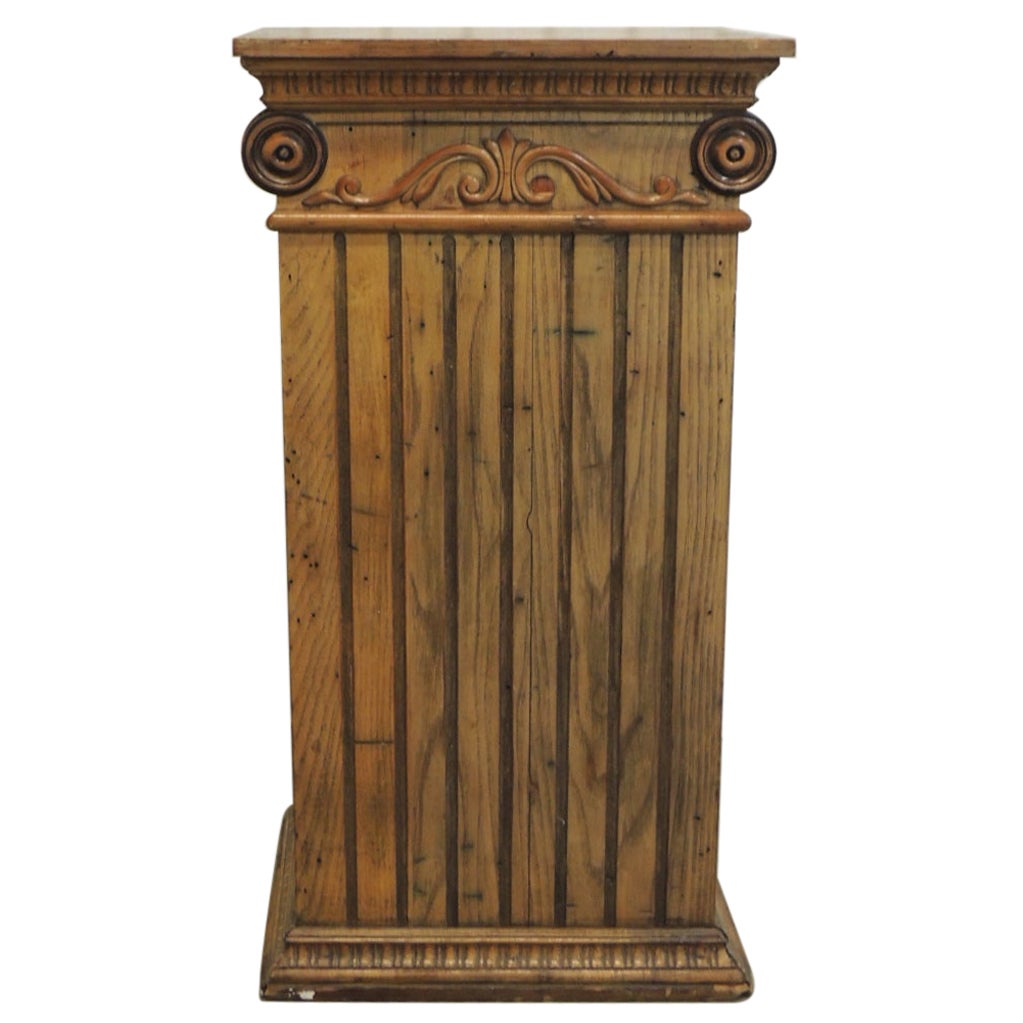 Handcrafted Hexagonal Inlaid Wood Pedestal at 1stDibs