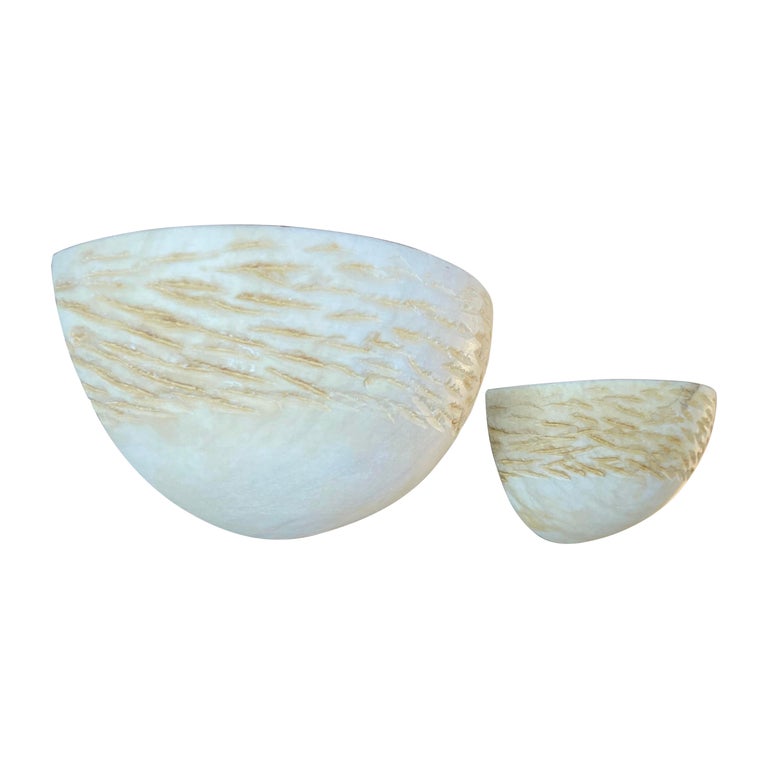 Paire d'appliques murales en albâtre au design organique rare, de style ...