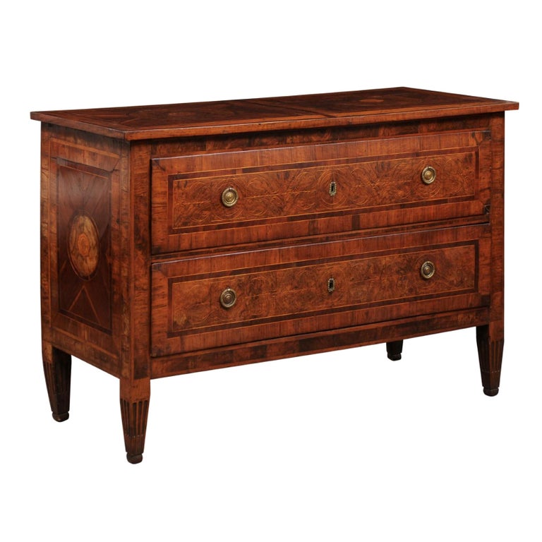 Italian Neoclassical Inlaid Walnut Commode with Greek Key Detail, ca ...