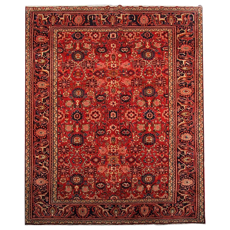 Traditional Red Antique Rug, Handmade Carpet Rust Oriental Rug ...
