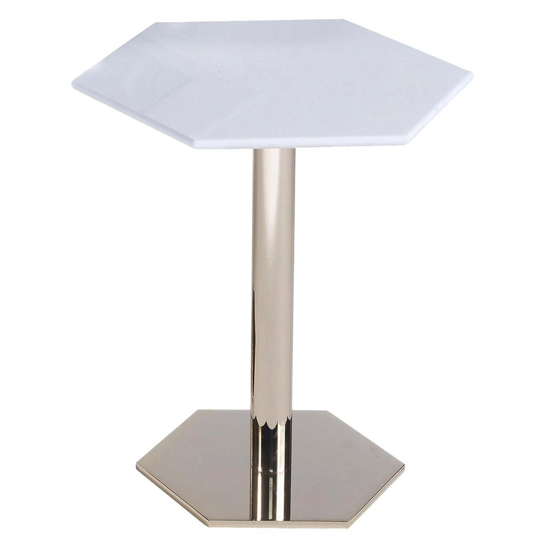 Hexagon Small Side Table with Marble top #174 For Sale at 1stDibs