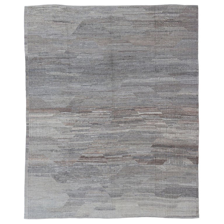 Casual Modern Rug in Neutral and Silver Gray Tones with Subdued Design ...