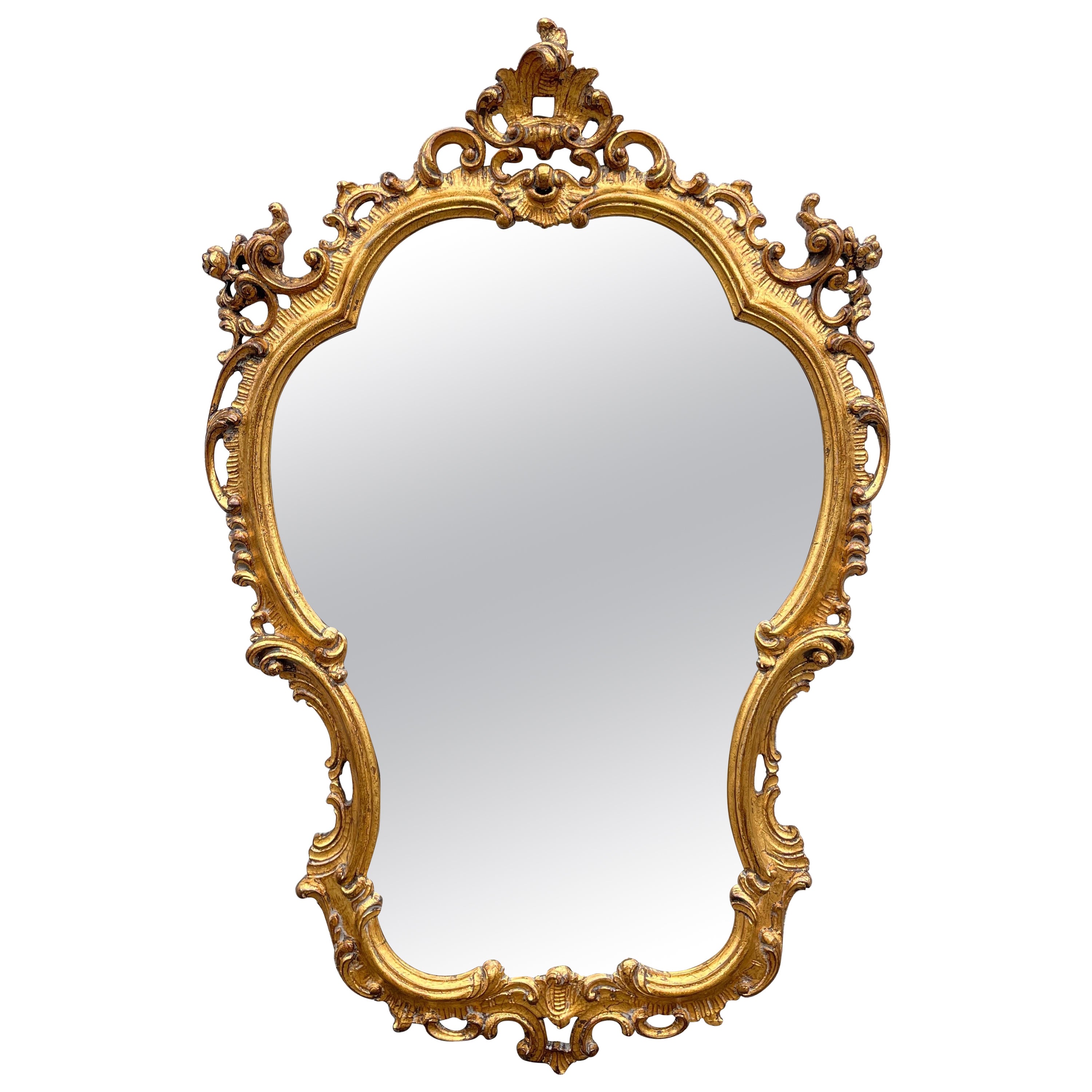 Italian Rococo Style Carved and Gilded Mirror For Sale at 1stDibs