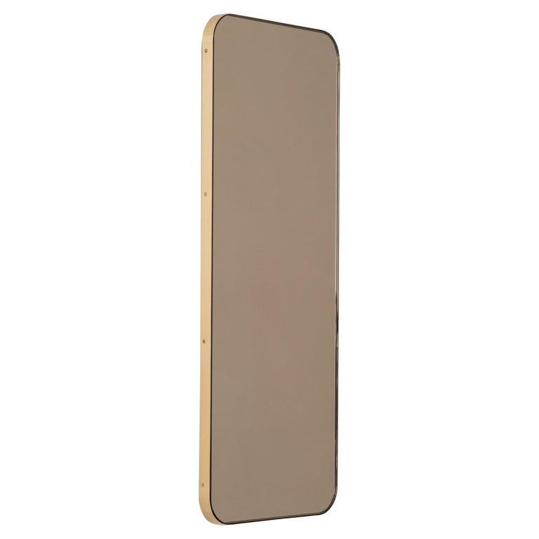 Quadris Bronze Tinted Rectangular Mirror with Brass Frame, Customisable ...