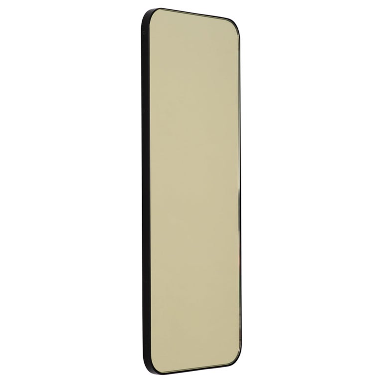 Quadris Gold Tinted Rectangular Modern Mirror with a Black Frame, XL ...