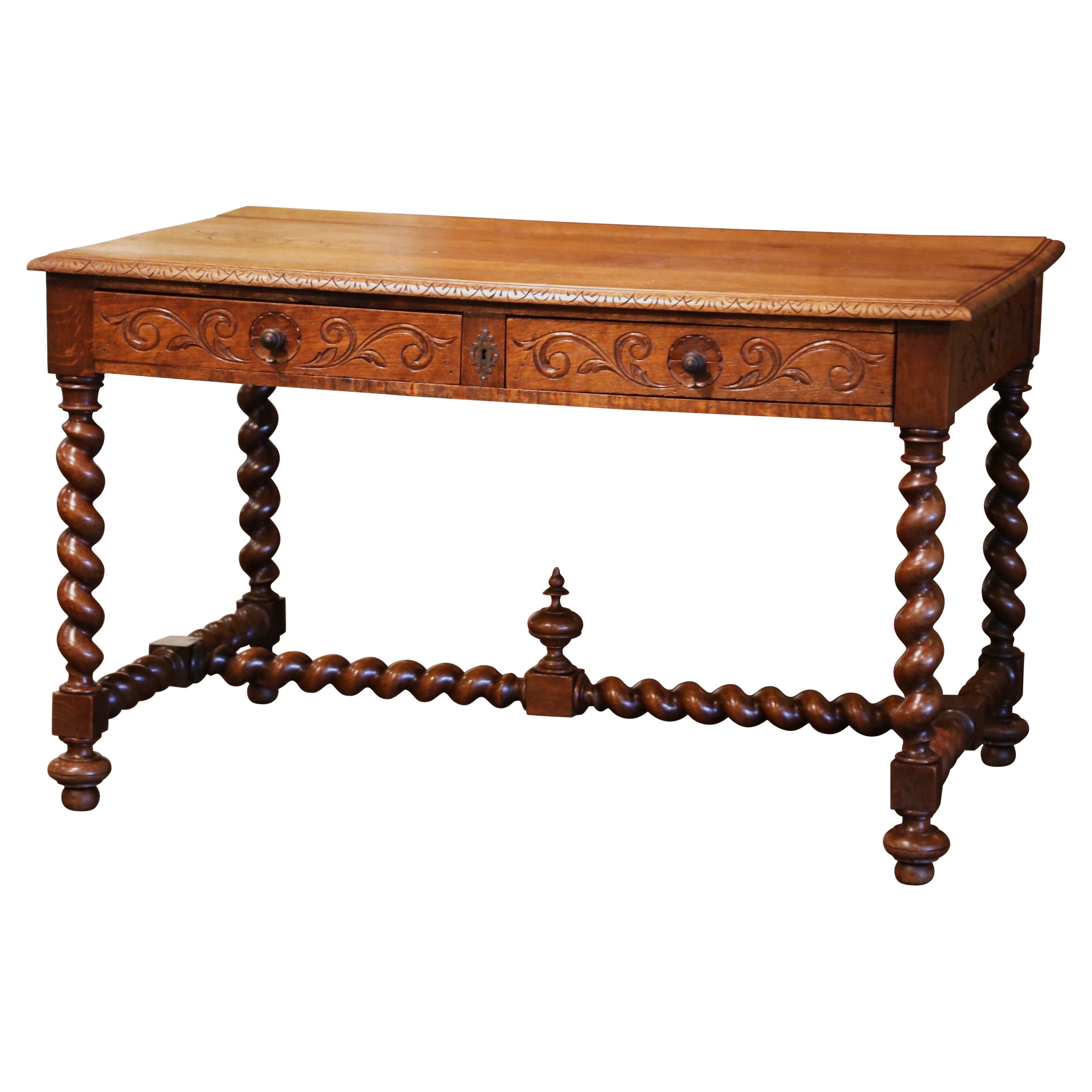 19th Century French Louis XIII Style Writing Desk In Carved Walnut at ...