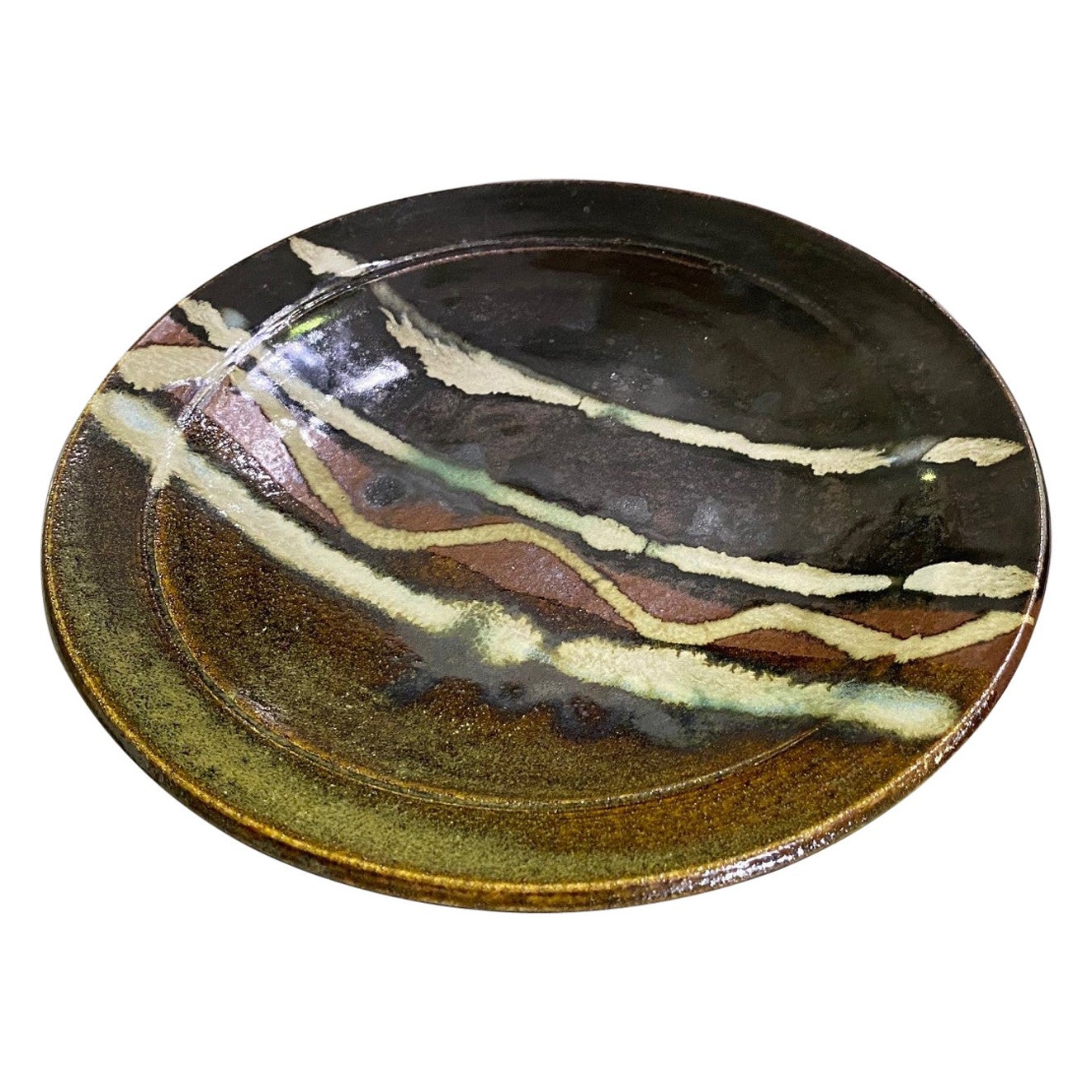 Yu Fujiwara Signed Heavy Japanese Bizen-Yaki Ware Pottery Slab Kashiki ...