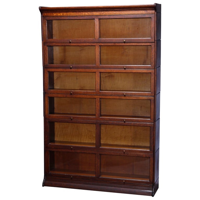 Antique Arts and Crafts Gunn Mission Oak Double Barrister Bookcase, c1910 at 1stDibs