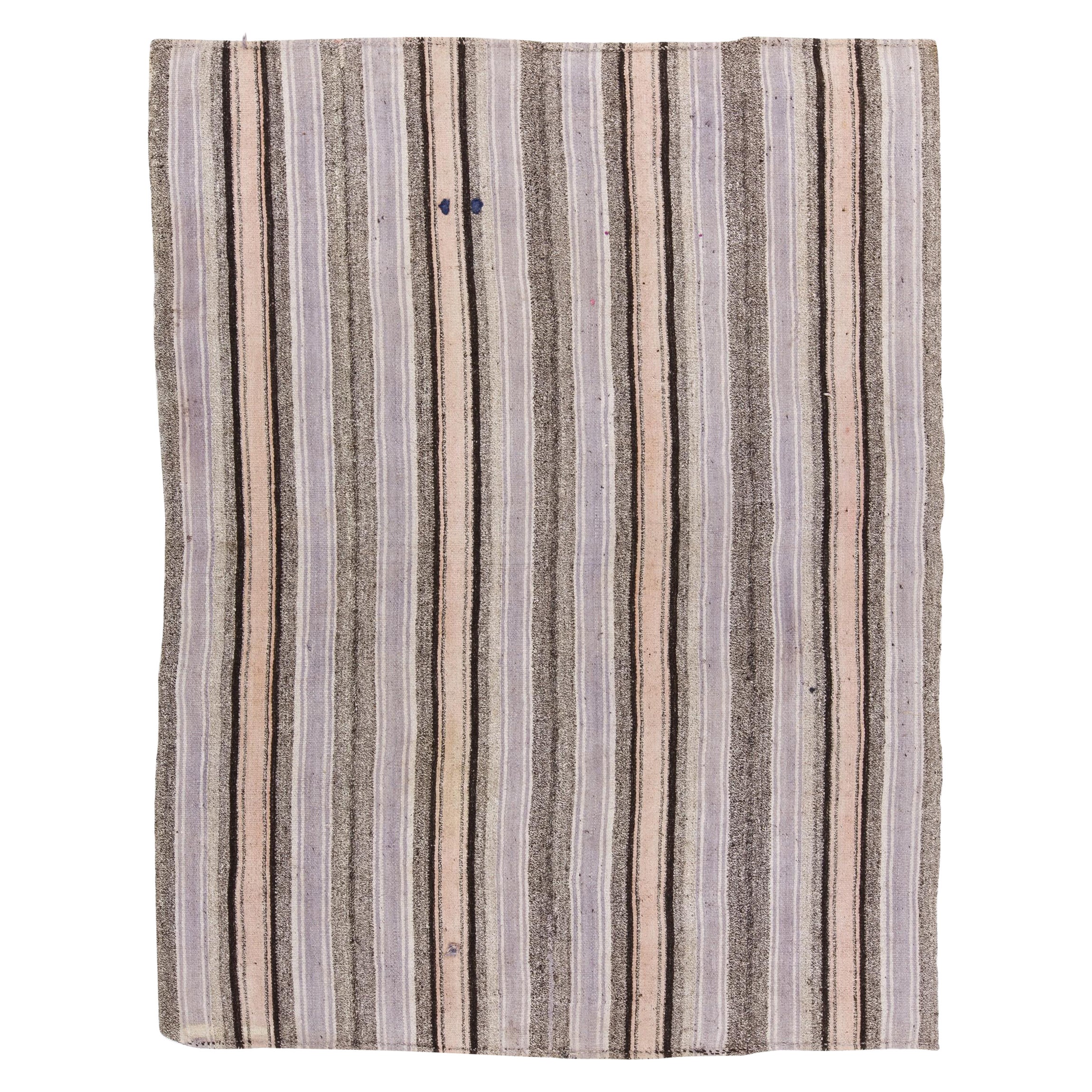 Mid-Century Modern, Minimalist Goat Hair Rug with Stripes 'Narrow' For ...