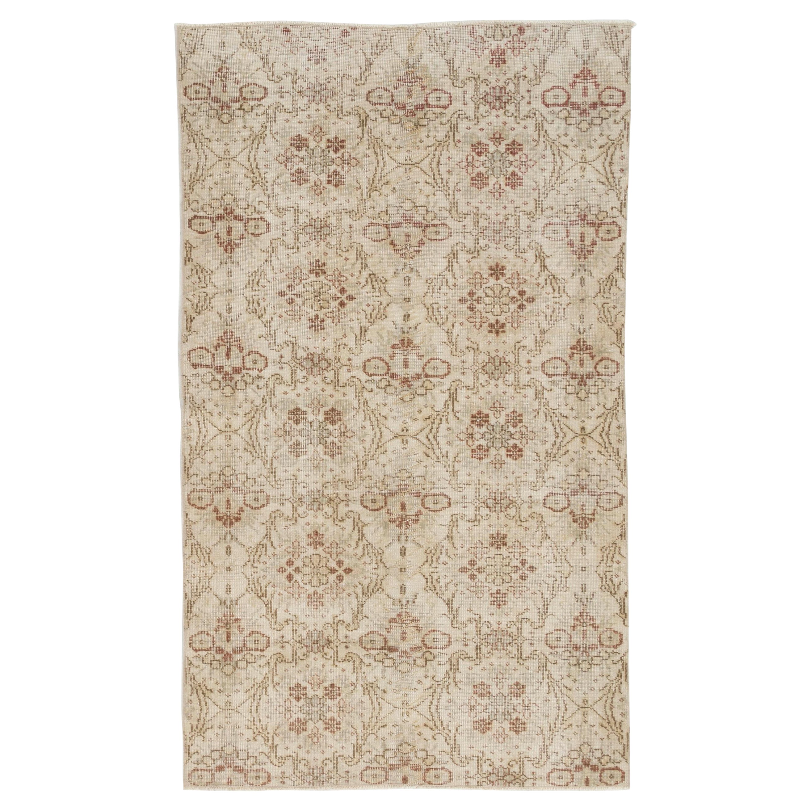Contemporary Hand Knotted Turkish Rug Oushak Weave with Floral Design ...
