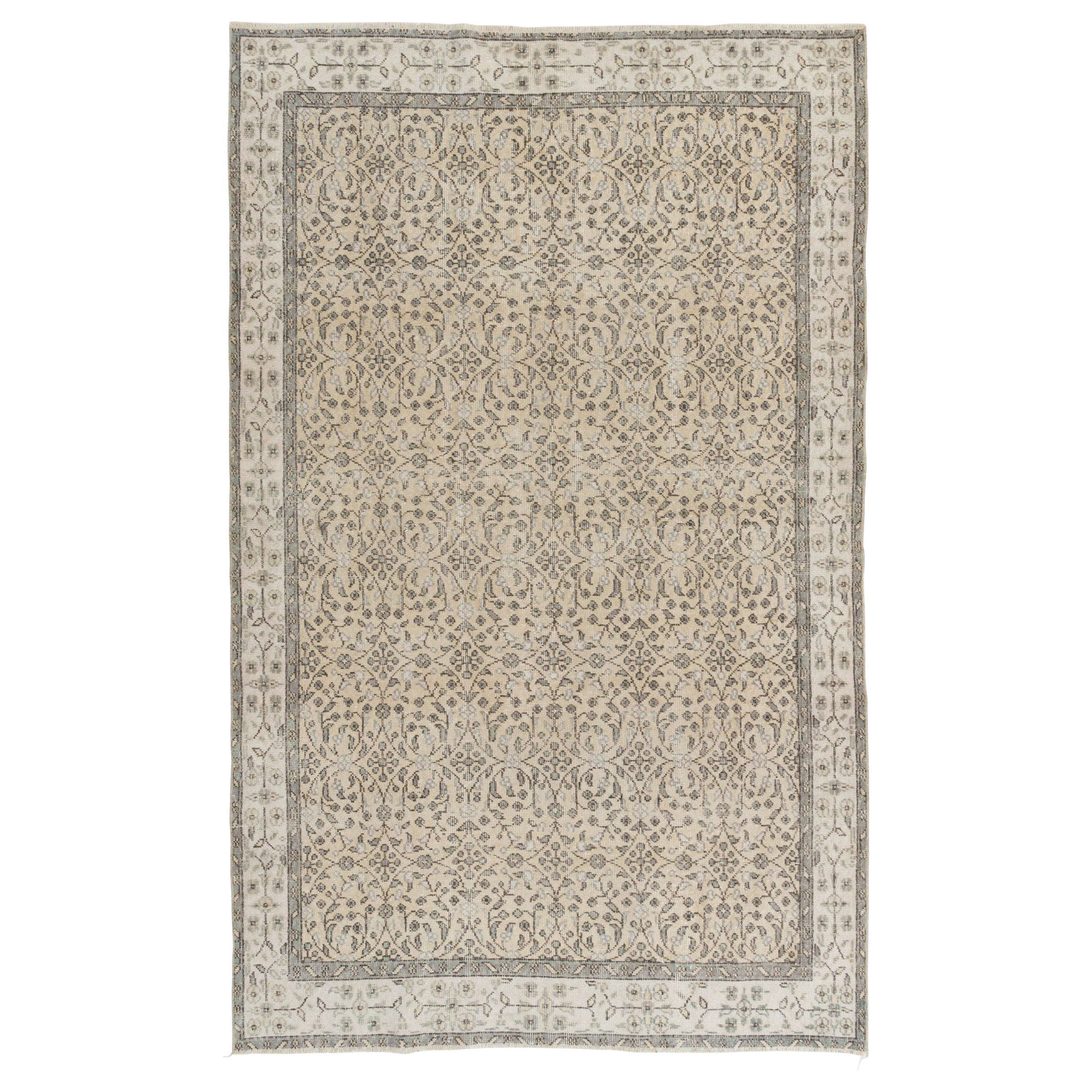 Floral Turkish Deco Rug in Soft Pink and Turquoise Colors at 1stDibs