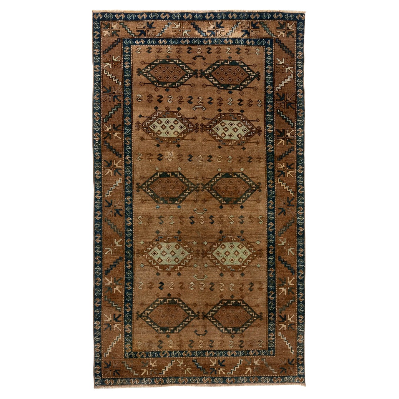 5.8x6.8 Ft Vintage Turkish Boho-Chic Kilim Rug with Geometric Design ...