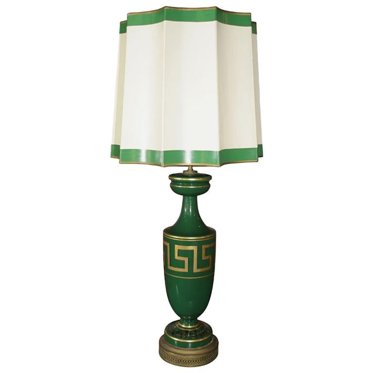 Eglomise Greek Key Lamp and Spectacular Shade at 1stDibs