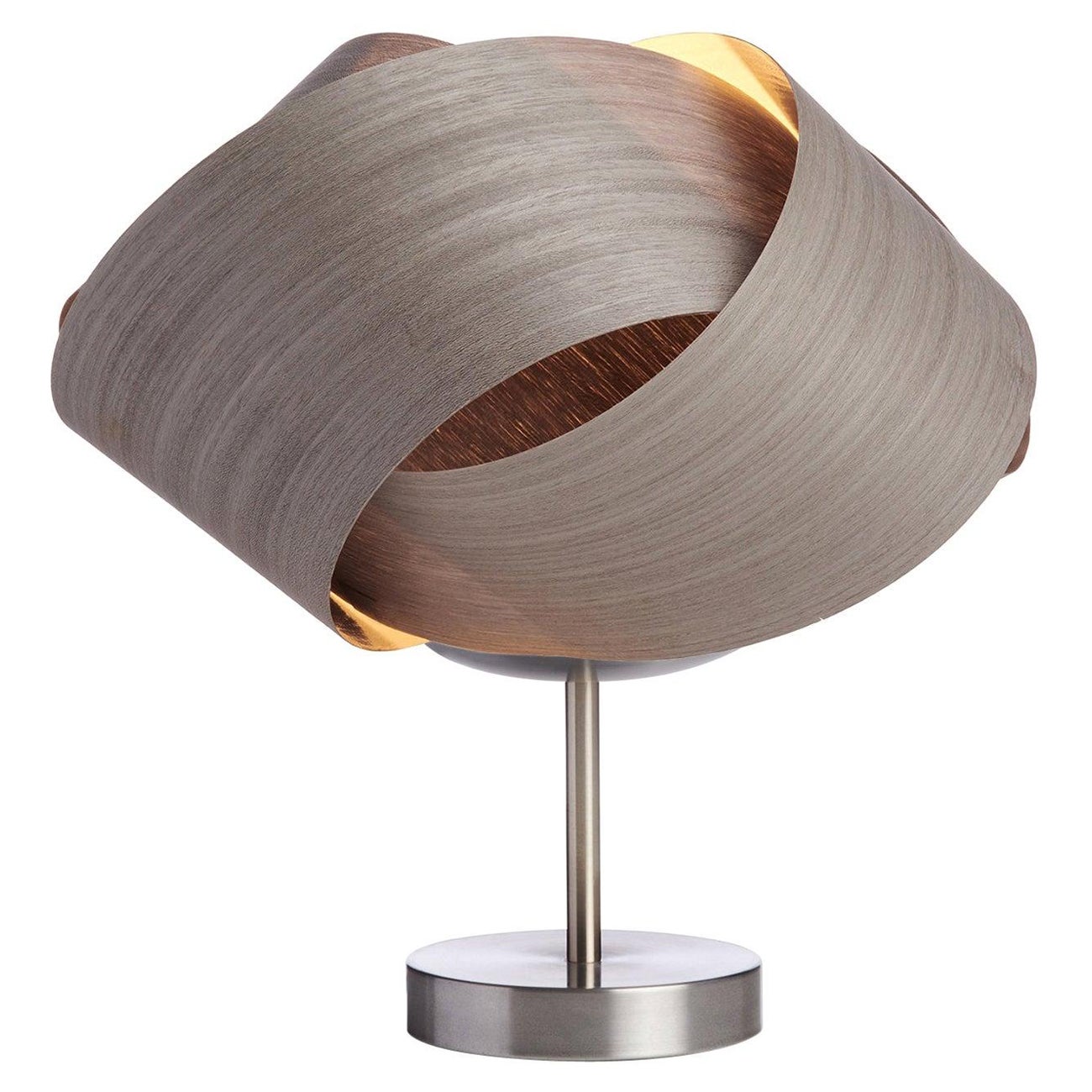 Fleur Modern Gray Tay Wood Veneer Table Lamp with Brushed Steel For ...