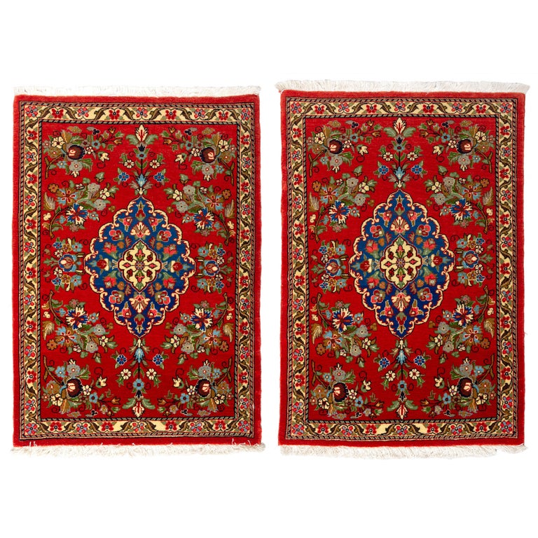 Pair of Little Indian Carpets For Sale at 1stDibs