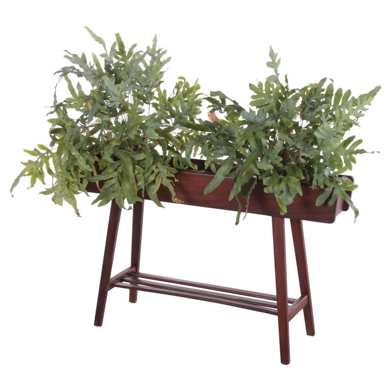 Mid-Century Vintage Danish Afromosia Wooden Planter at 1stDibs
