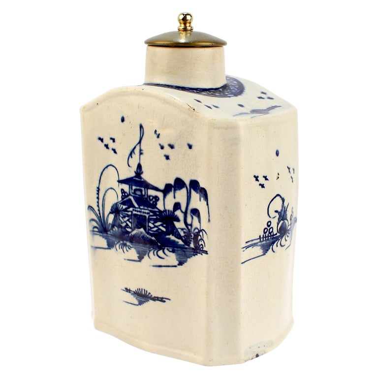 Antique English Blue and White Decorated Creamware or Pearlware Pottery ...