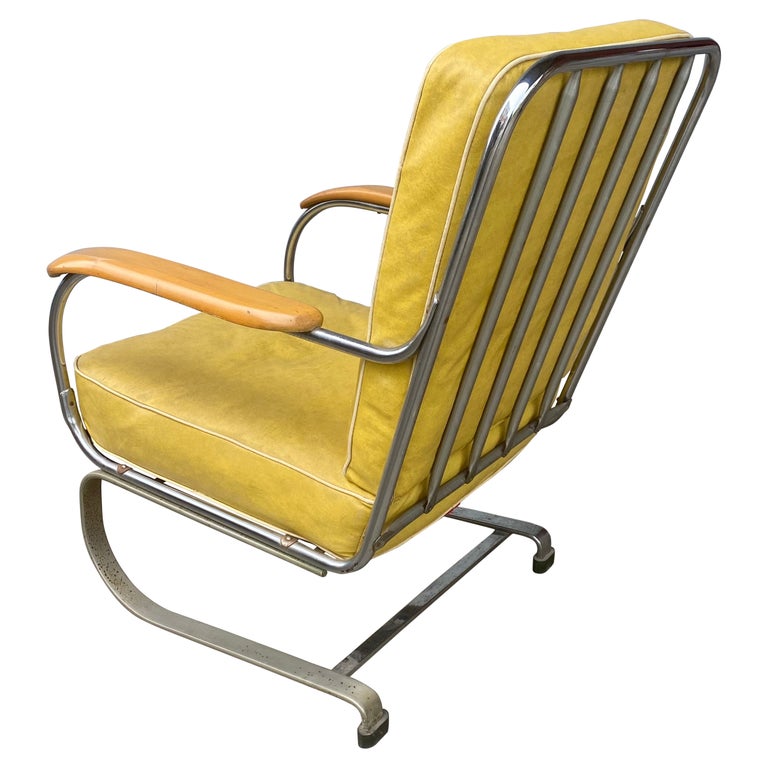 Art Deco Chromed Steel Springer Lounge Chair by Kem Weber / Lloyd ...
