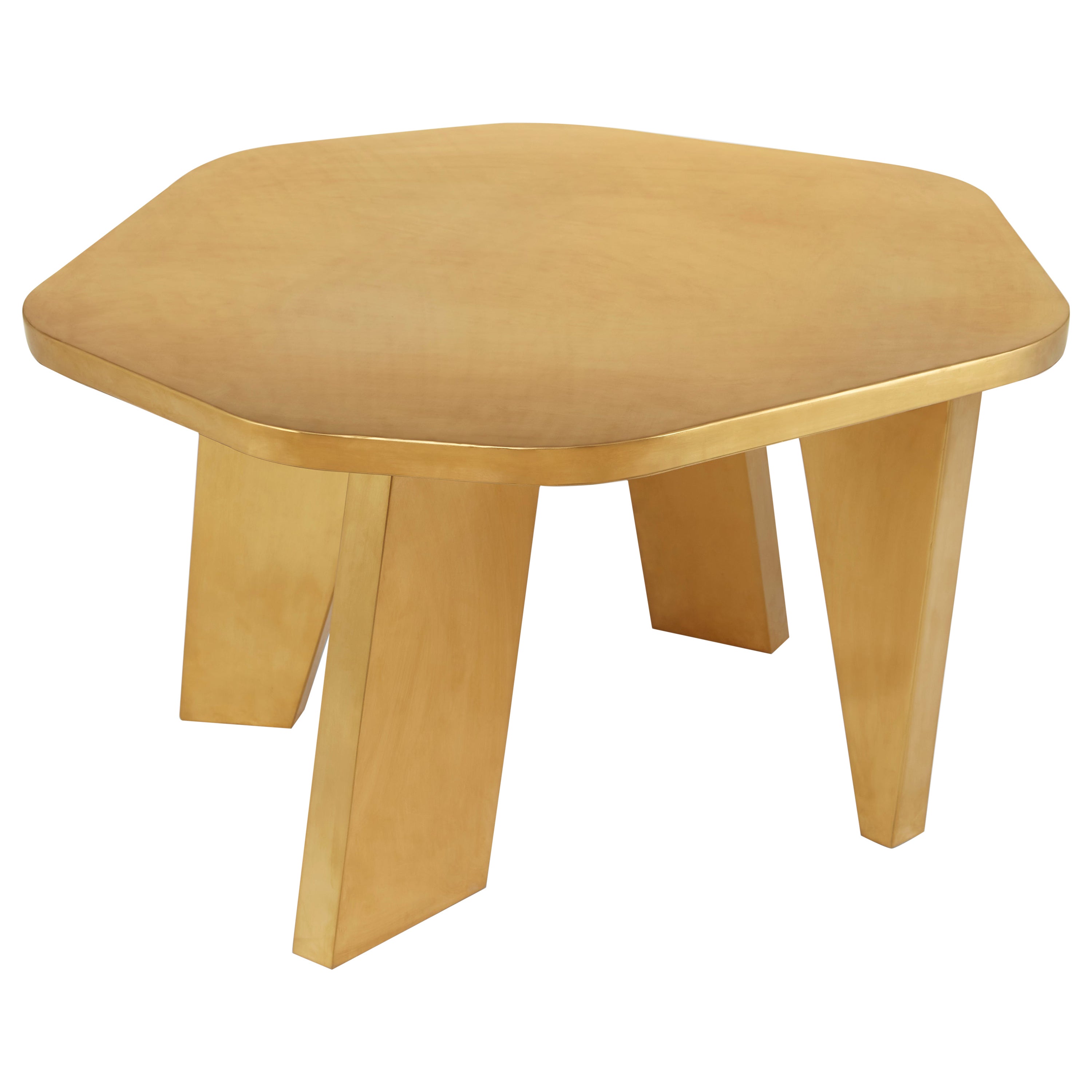 Gold Minimalist Pedestal Table For Sale at 1stDibs