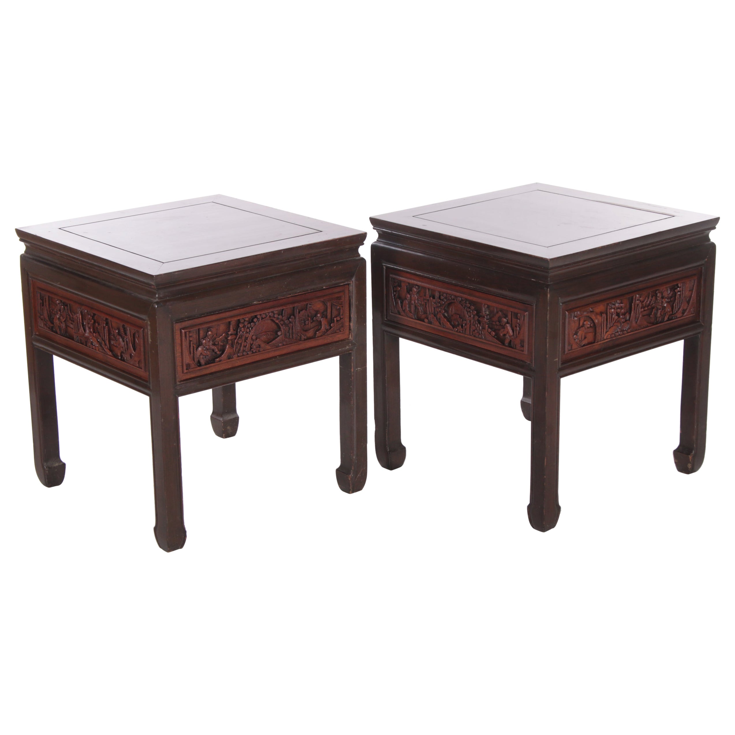 20th Century Chinese Wooden Bedside Tables with Beautiful Hand Carving ...