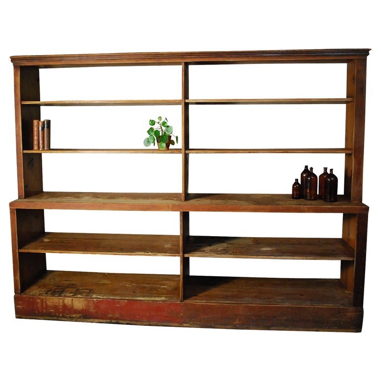 1930 Mercantile General Store Open Shelving Storage Cabinet at 1stDibs