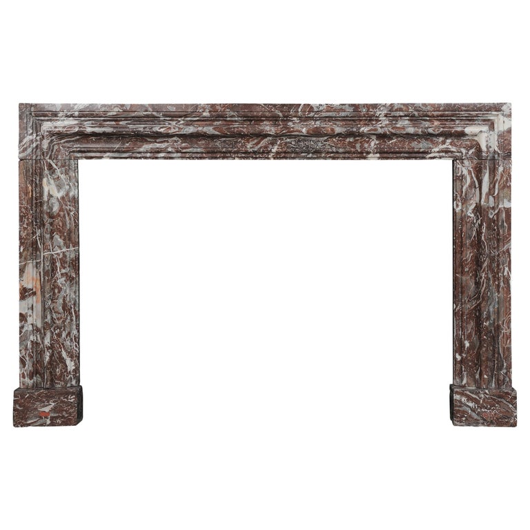 Strong Red Marble Bolection Fireplace Mantel For Sale at 1stDibs