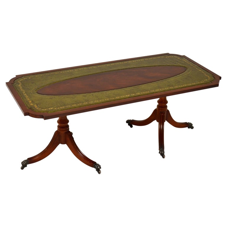 Antique Regency Style Wood and Leather Coffee Table at 1stDibs