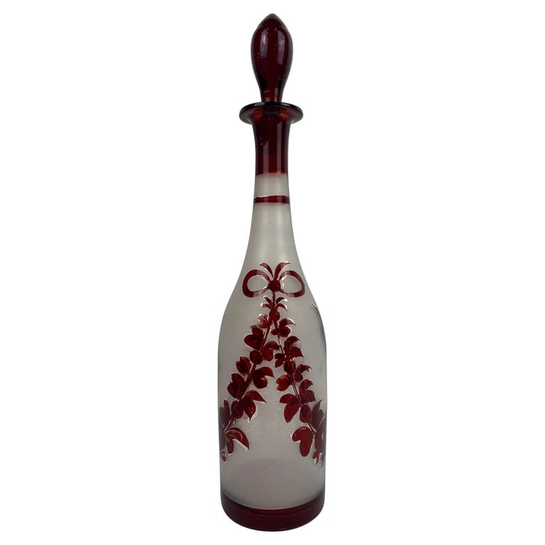 Hand Decorated Victorian Ruby Red Wine Decanter with Stopper at 1stDibs ...