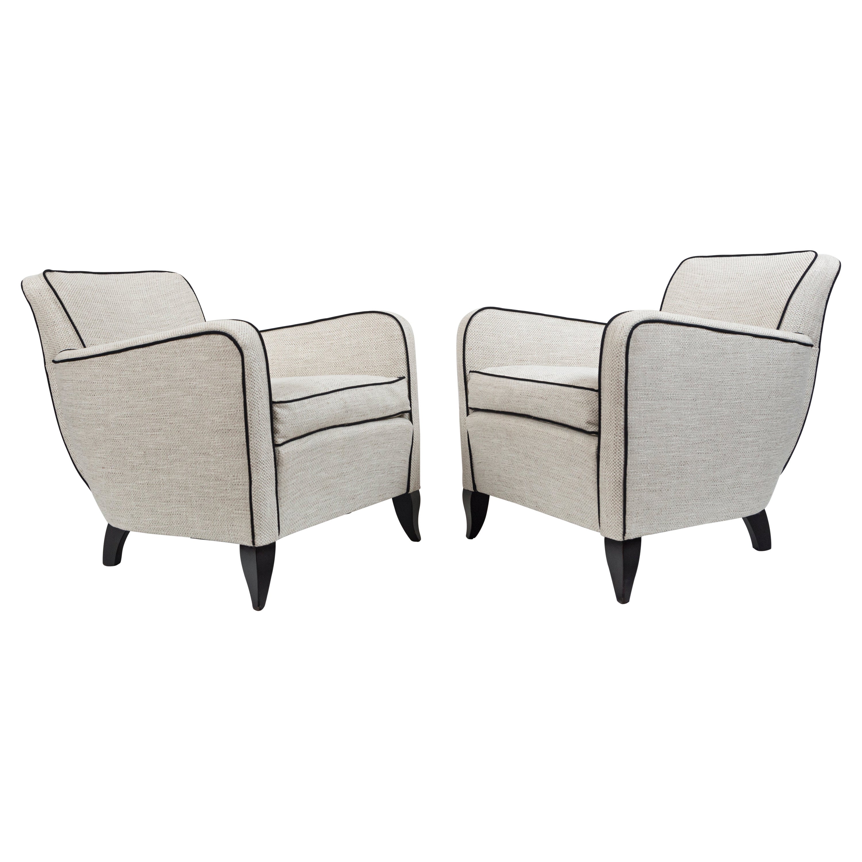 Pair of French Leather Club Chairs at 1stDibs