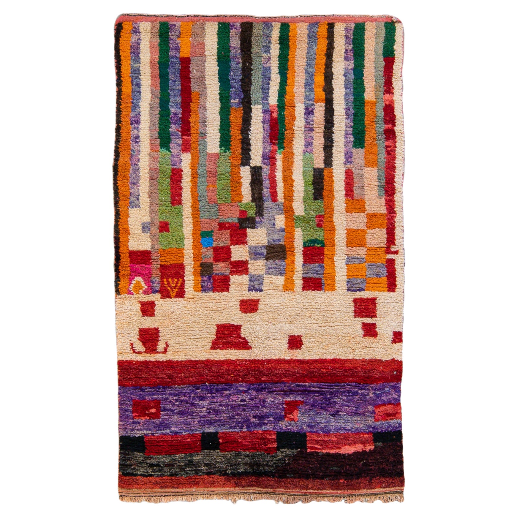 Multicolor Modern Moroccan Handmade Room Size Wool Rug with Tribal ...