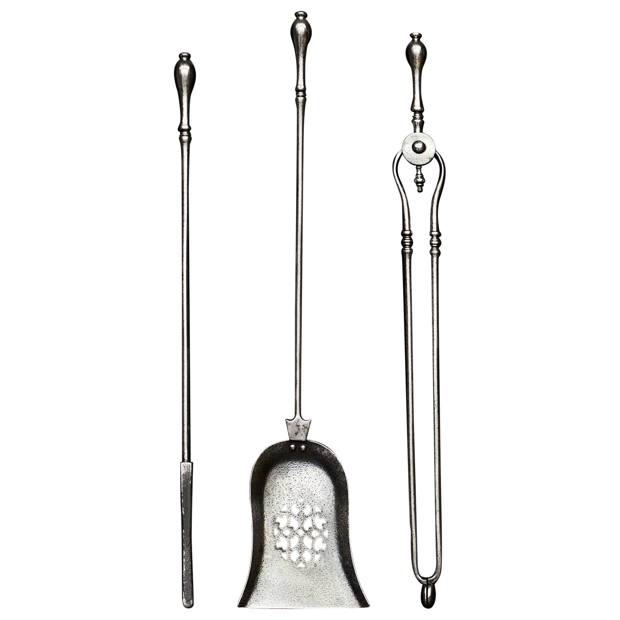 Fine Set of Georgian Steel Fire Tools For Sale at 1stDibs