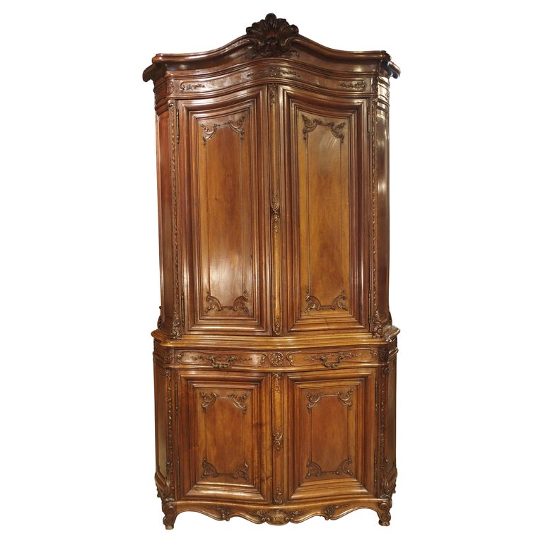 19th Century French Regence Style Walnut Wood Buffet Deux Corps For ...