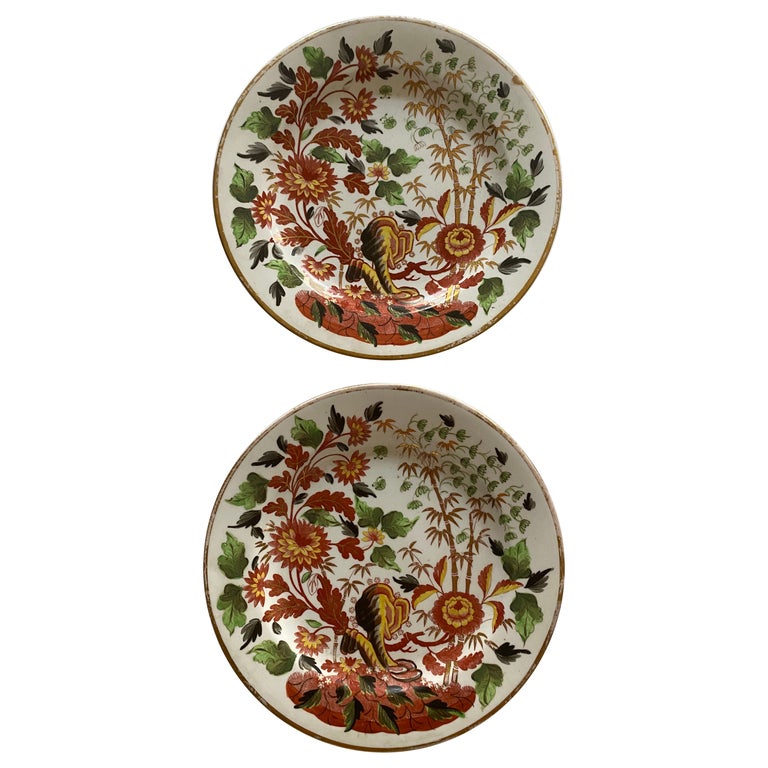 Early 19th Century Minton Red Oriental Garden Plates ~ a Pair For Sale ...