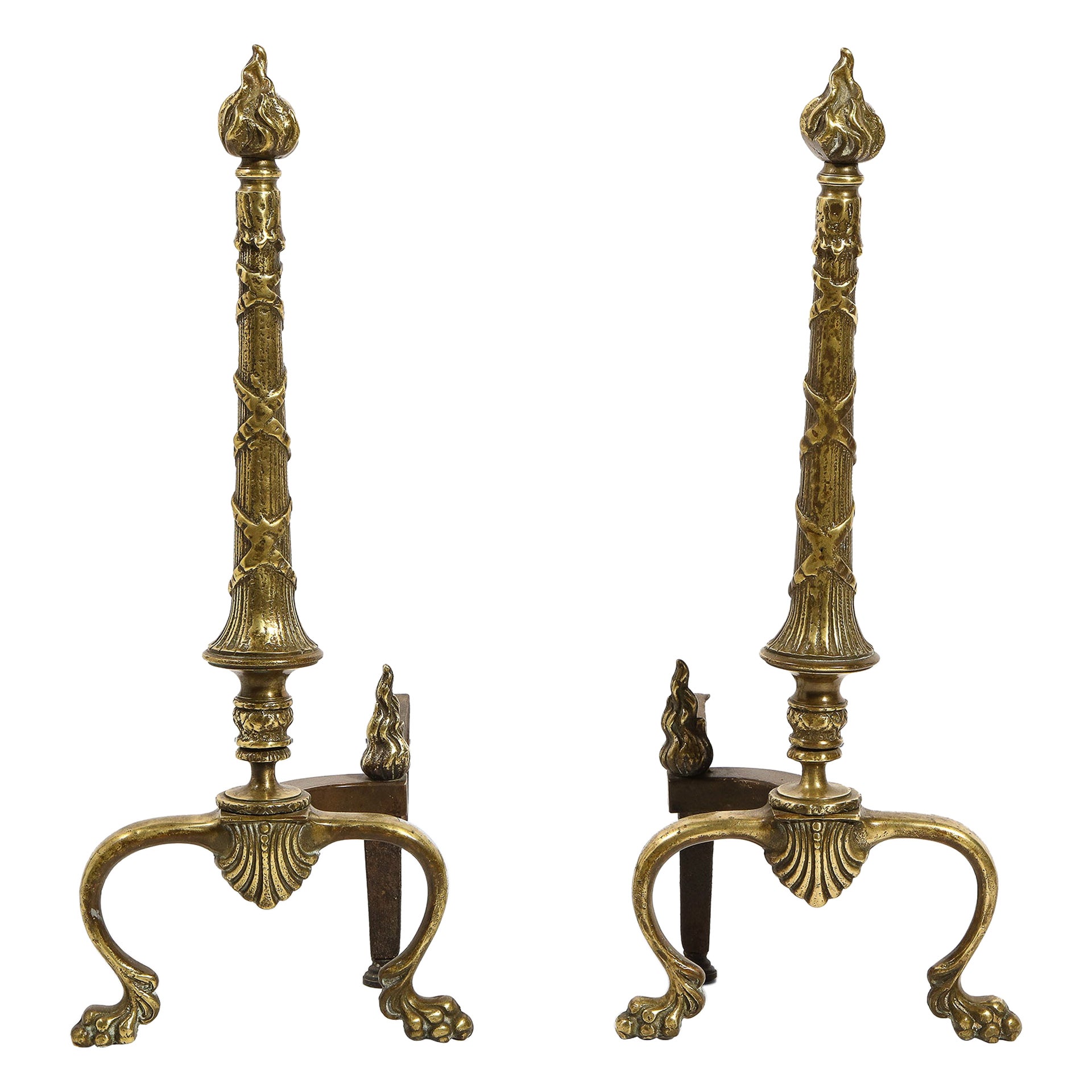 1930s Bronze Andirons For Sale at 1stDibs