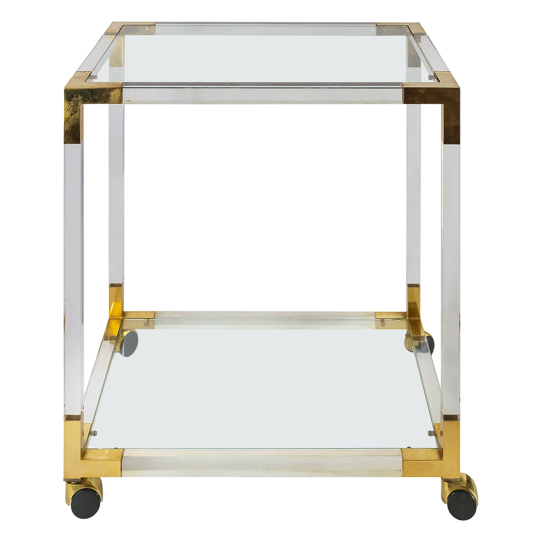 Black Metal and Teak Wood Mid-Century Modern Small Serving Table on ...