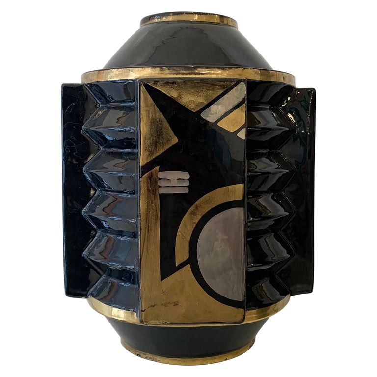 Art Deco Ceramic Vase Attributed to Robert Lallemant, France, 1940s For ...