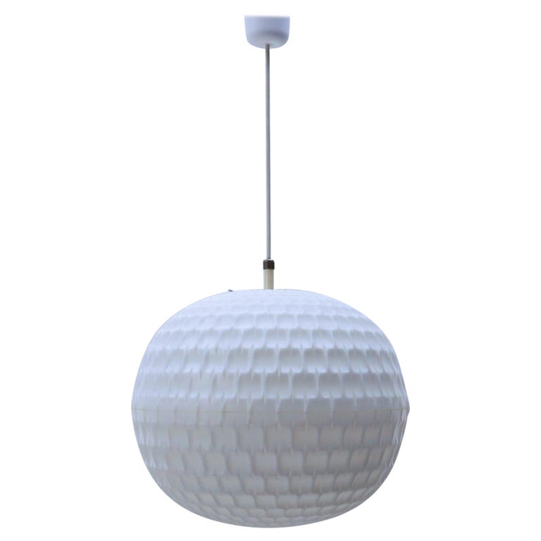 White Acrylic Pendant Golf Ball Lamp by Aloys F. Gangkofner, Erco ...